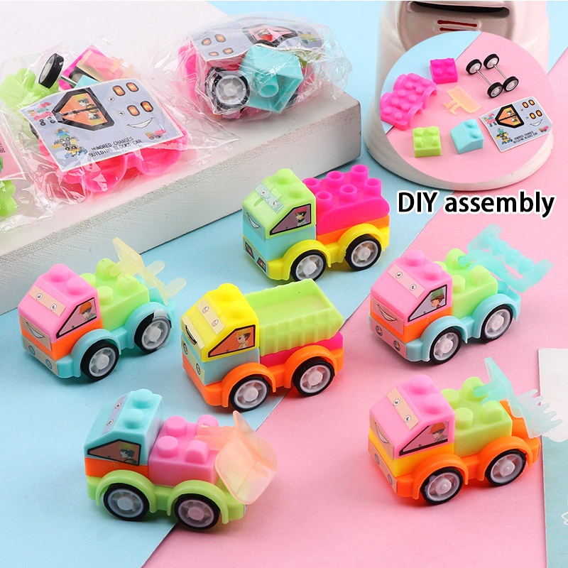 1Pcs DIY Building Blocks Car Toys Racing Cars Baby Mini Cartoon Bus ...