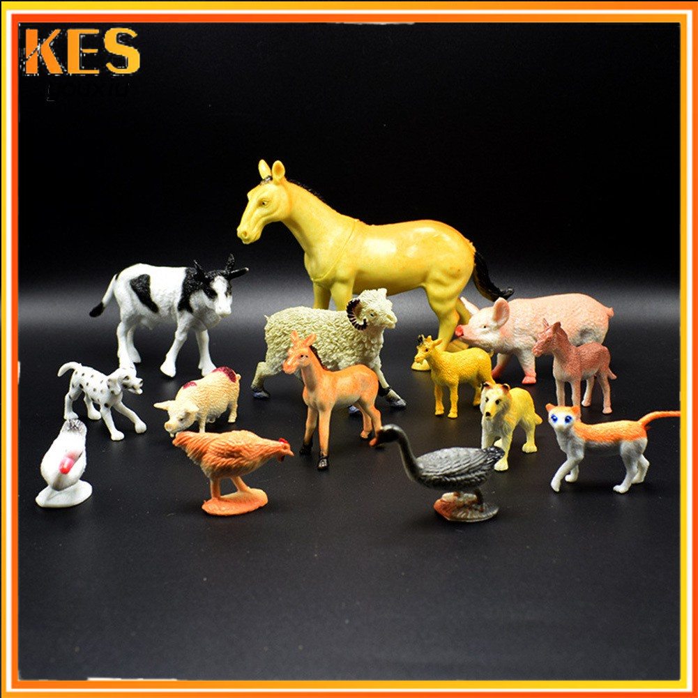 12Pcs PVC Realistic Farm Animal Model Horse Sheep Pig Duck Goose Figure ...