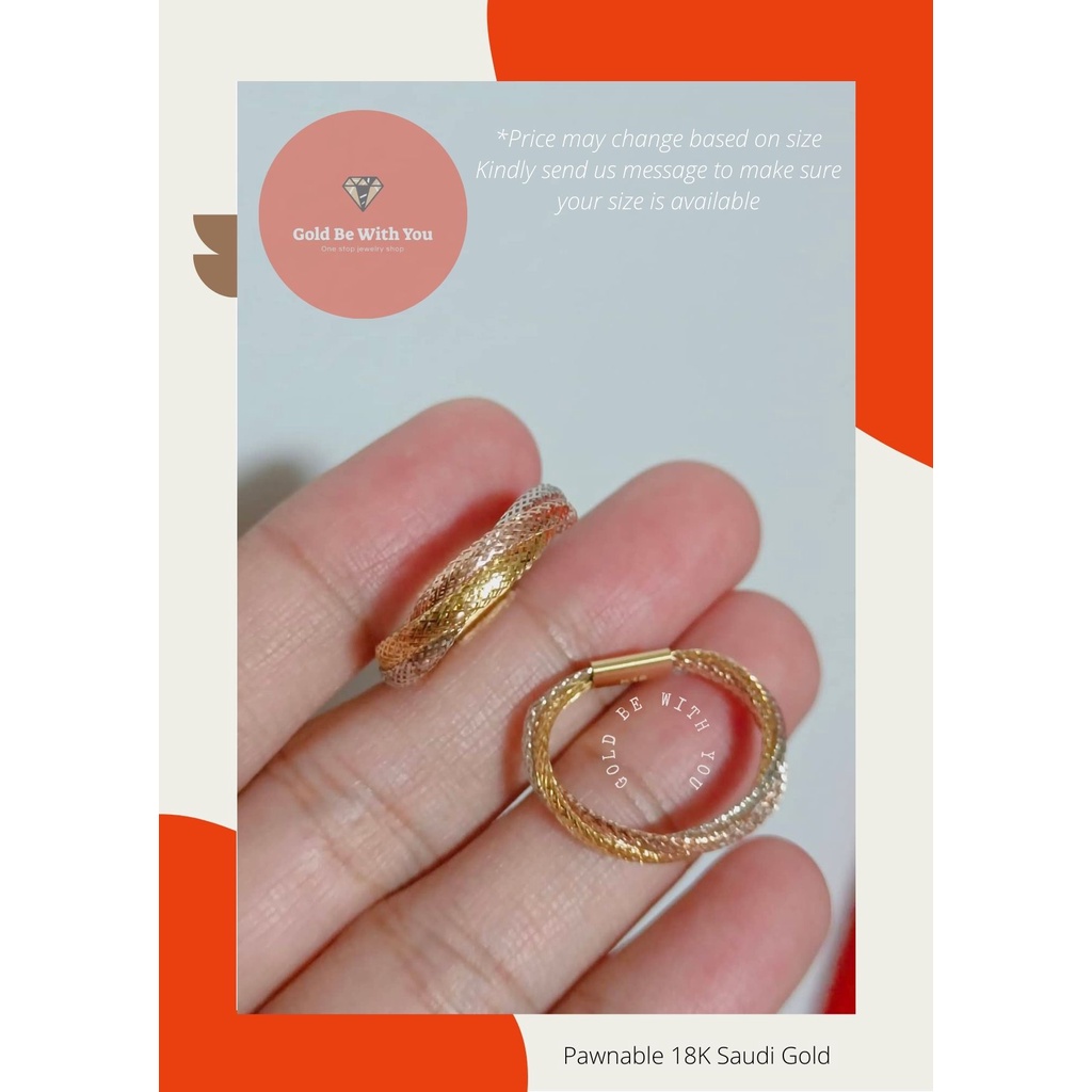 Pawnable 18k Saudi Gold Tricolor Soft Ring | Shopee Philippines