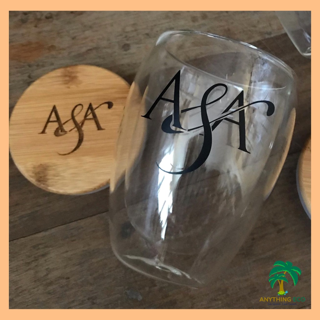 PERSONALIZED Double Wall Glass Coffee Mugs With Bamboo Lid | Shopee ...