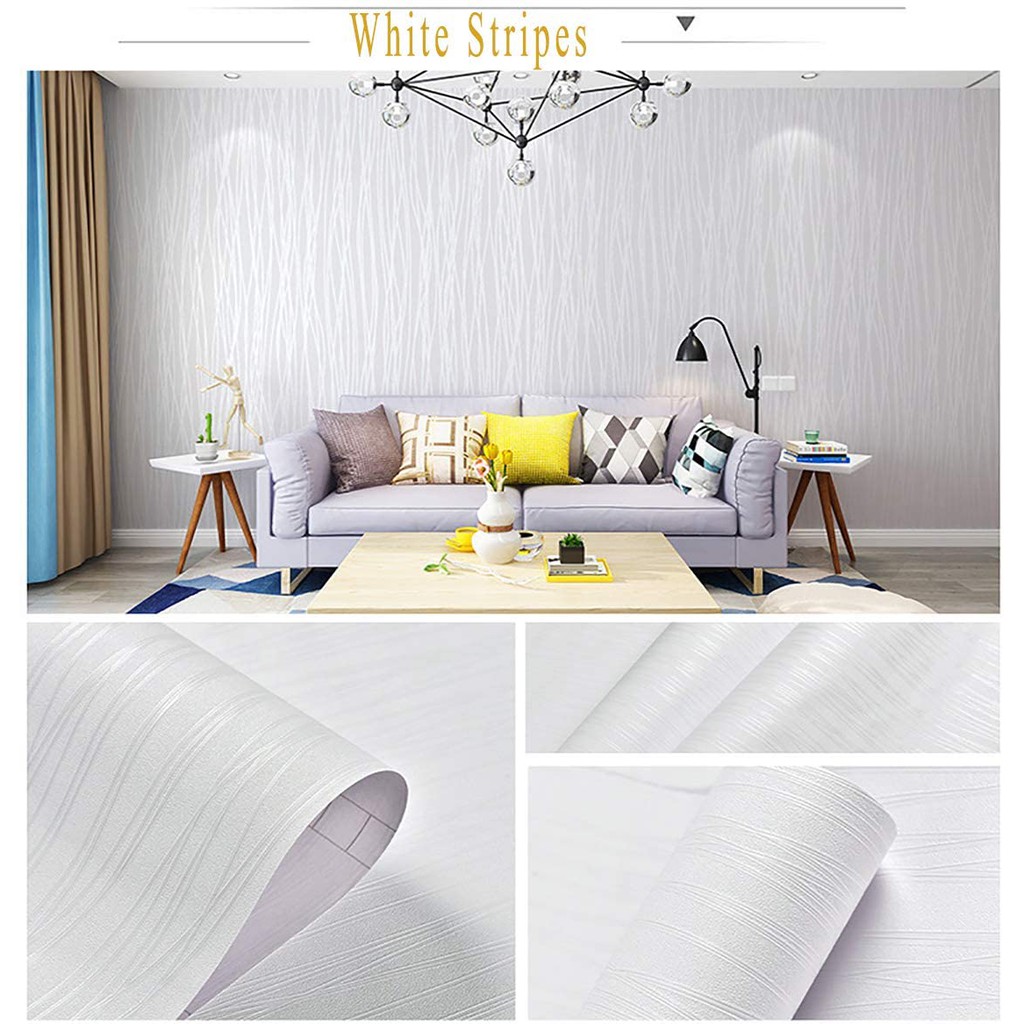 Plain White Wave Wall Wallpaper 8m to 9m x 45cm | Shopee Philippines