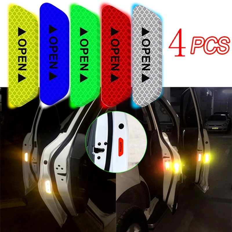 4Pcs Car Reflective Tape/ Night Driving Safety Luminous Warning DIY ...