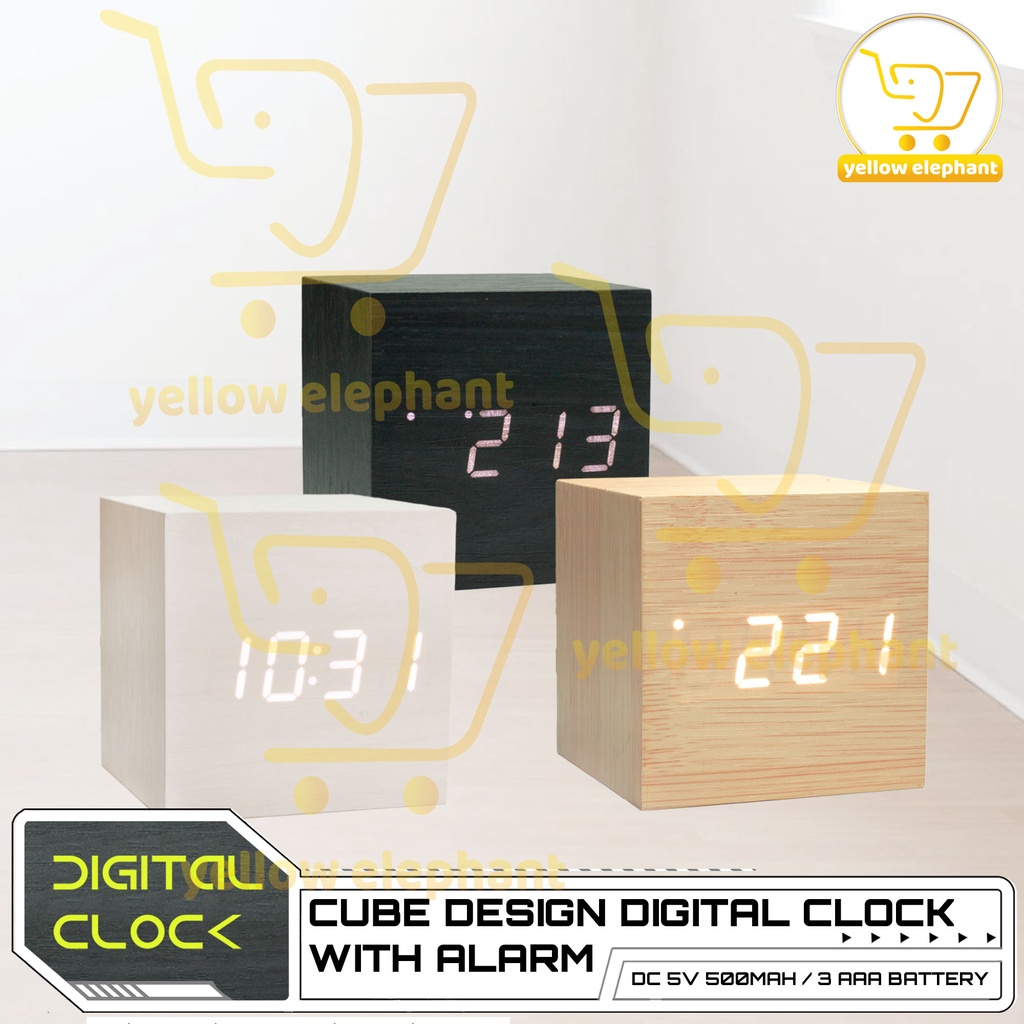 Digital Alarm Clock Cube Wood Design 2021 Upgraded Led Display Usb And ...