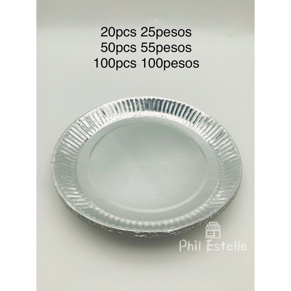 Paper plates Silver Laminated 9 Inches 20Pcs 50Pcs 100Pcs | Shopee ...