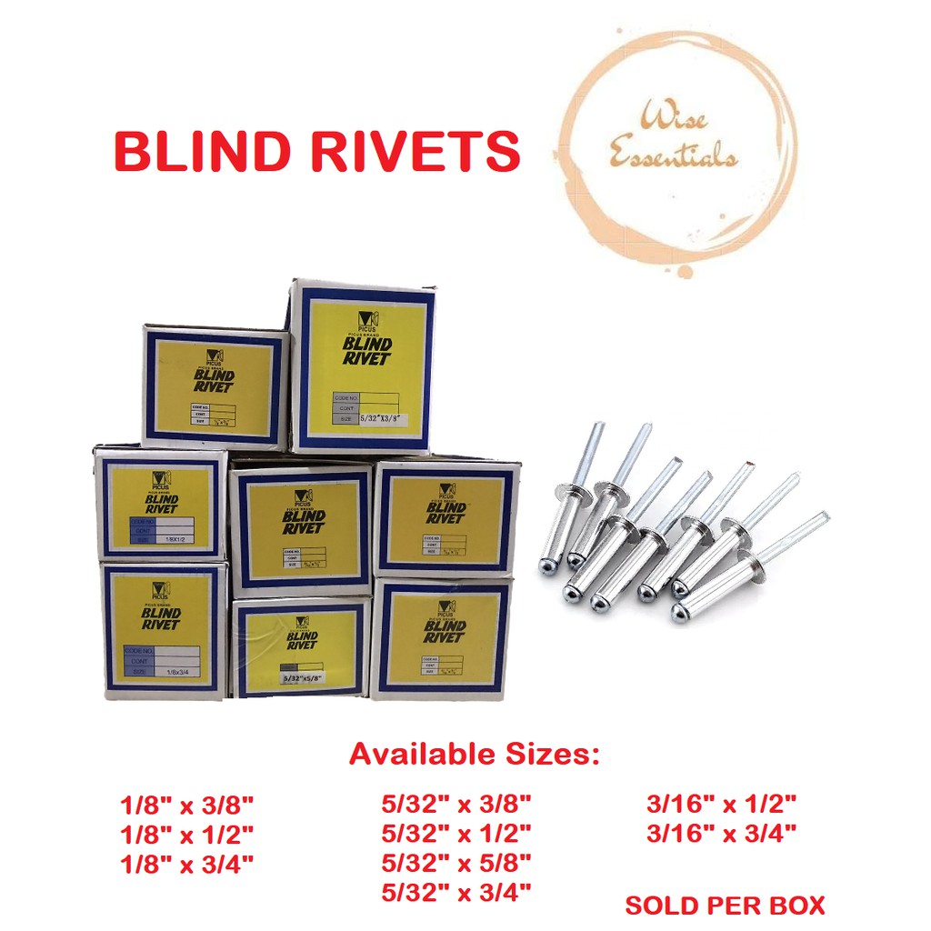Blind Rivets SOLD PER BOX 1/8" x 3/8" to 3/16" x 3/4" | Shopee Philippines