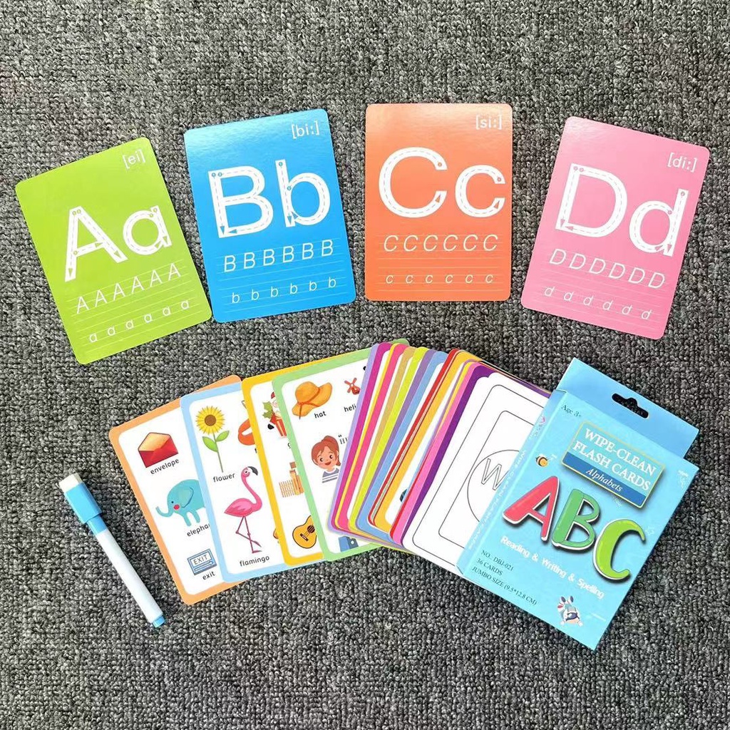 36Pcs Effective Learning Flashcards With Wipe-clean Pen flash card with ...