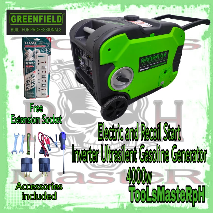 GREENFIELD 4000W Electric Start Inverter Ultrasilent Gasoline Generator ...