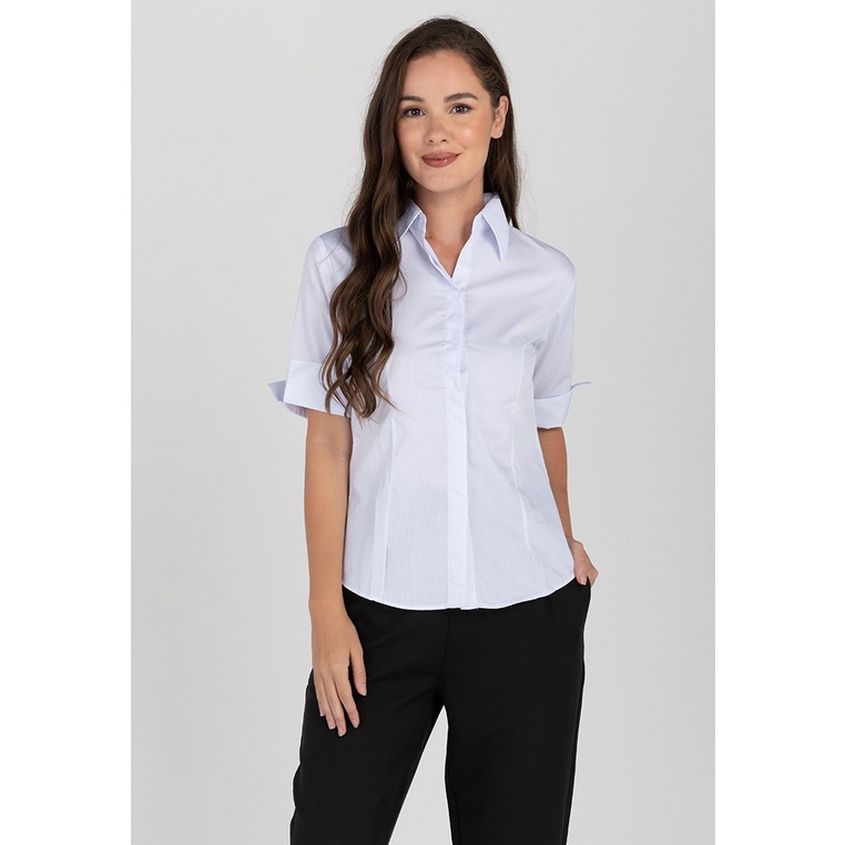 Badomoda Diana Pinstripe Texture 3/4 Sleeve Office Blouse Regular Fit ...
