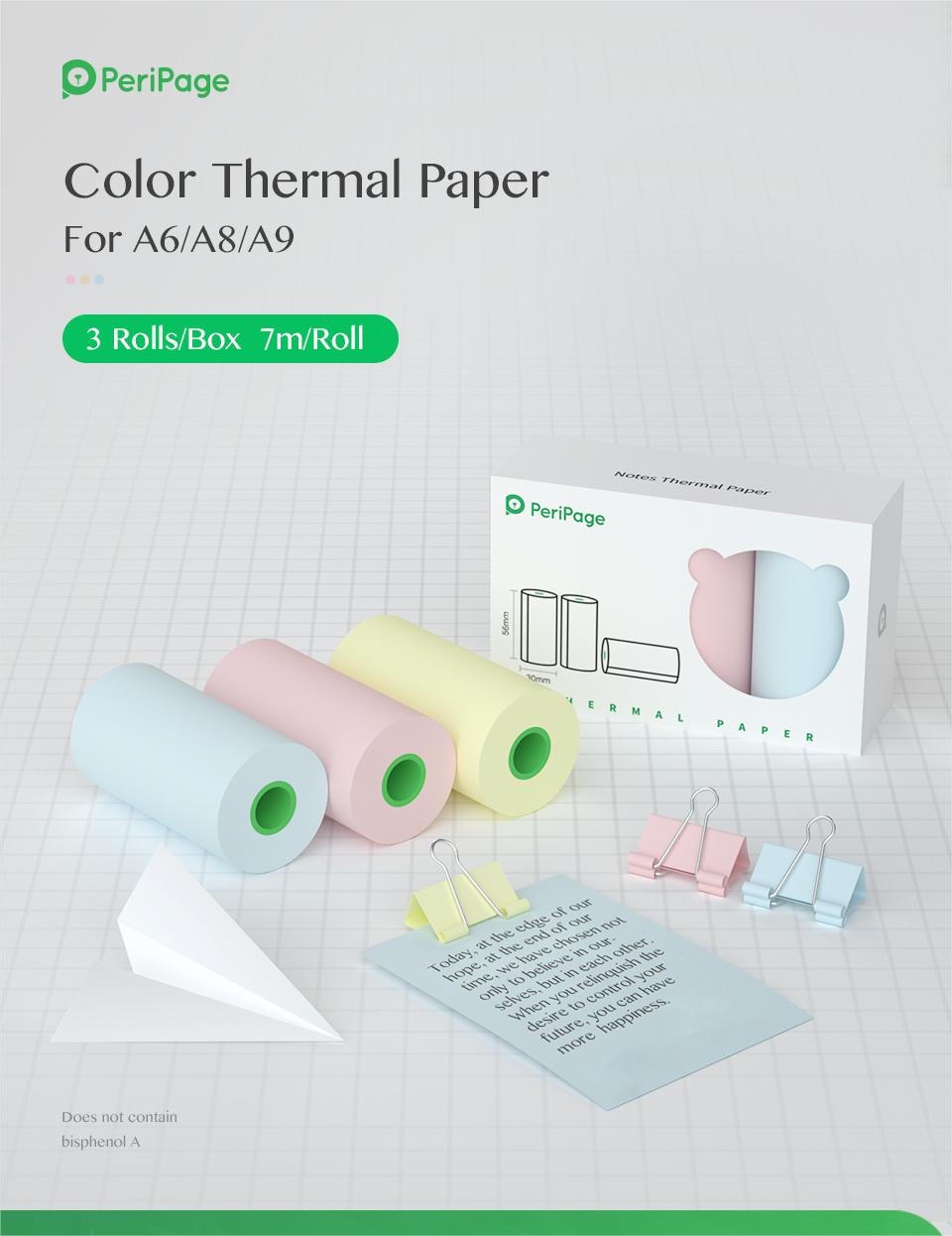 Peripage A6 Thermal Label Colorful Sticker and Translucent Notes Papers ...