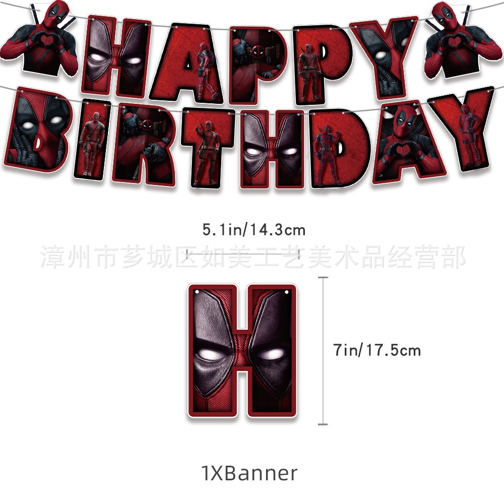 New Marvel Avengers Deadpool Theme Happy Birthday Party Decor Card Cake ...