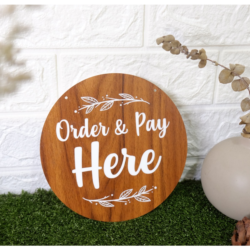 Sign Cafe - ORDER & PAY HERE signage Acrylic Hanging sign board Round ...