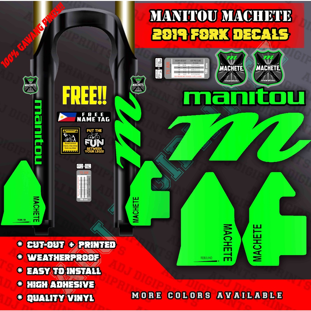 Manitou MACHETE 2019 Fork Decals for MTB Sticker Vinyl | Shopee Philippines