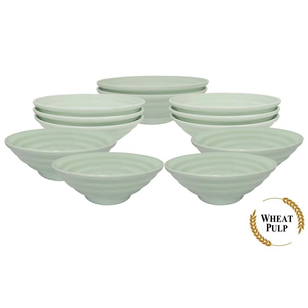 Nipponware 12-piece 6-inch Wheat Pulp Spiral Bowl Set (Seaweed ...