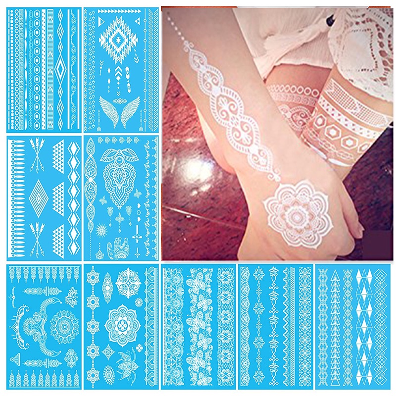 White temporary tattoo for women lace tattoo white fake waterproof ...