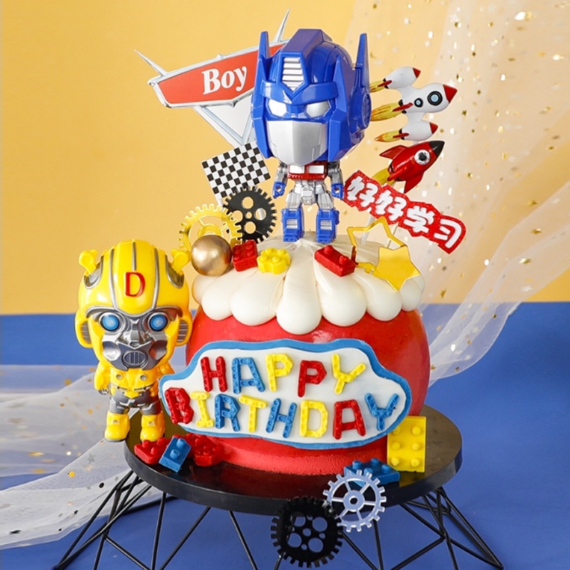 Baking Cake Decoration Transformers Optimus Prime Bumblebee Toy Robot ...