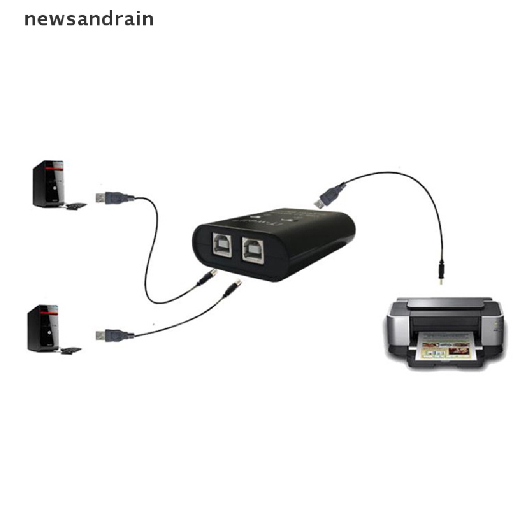 newsandrain☼ USB Printer Sharing Device 2-Port Manual Kvm Switching ...