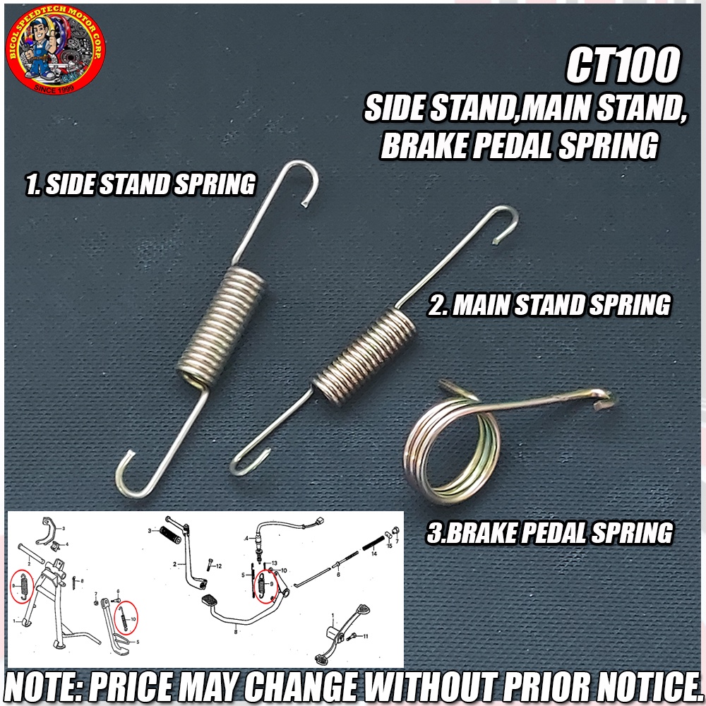 CT100 SIDE STAND SPRING, MAIN STAND SPRING & BRAKE PEDAL SPRING ...