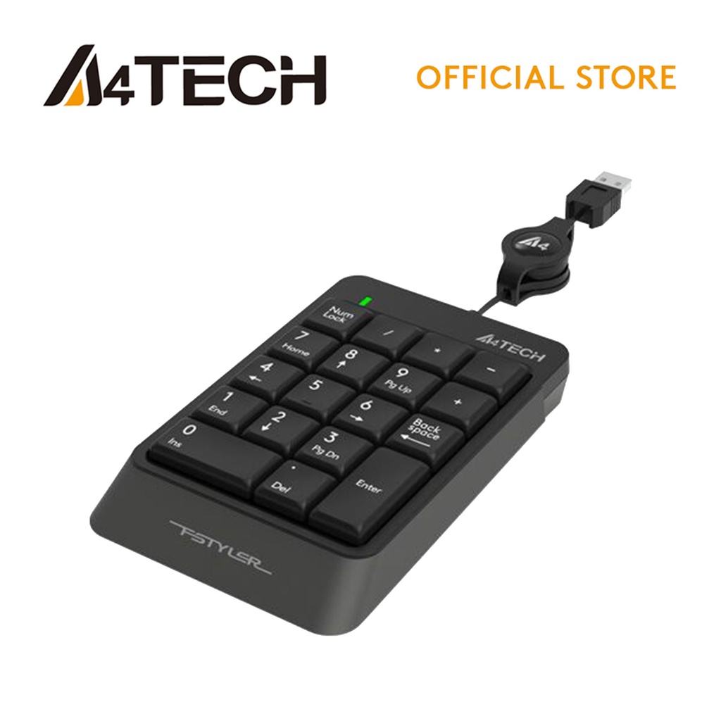 A4Tech FK13 Fstyler Sleek Round-Square Keycaps High-Elasticity Wired Silicon Numeric Keypad ...