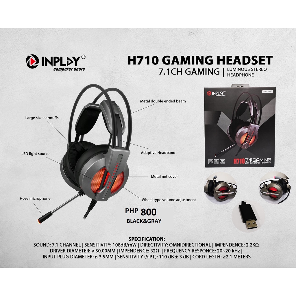 INPLAY H710-7.1CH GAMING LUMINOUS STEREO HEADPHONE | Shopee Philippines