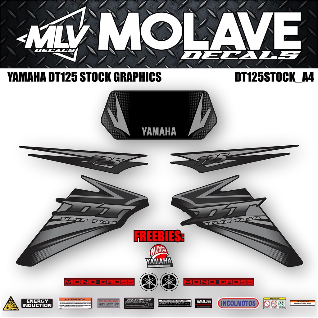 YAMAHA DT125 STOCK GRAPHICS SET | DT 125 DECAL | HIGH QUALITY | HD ...