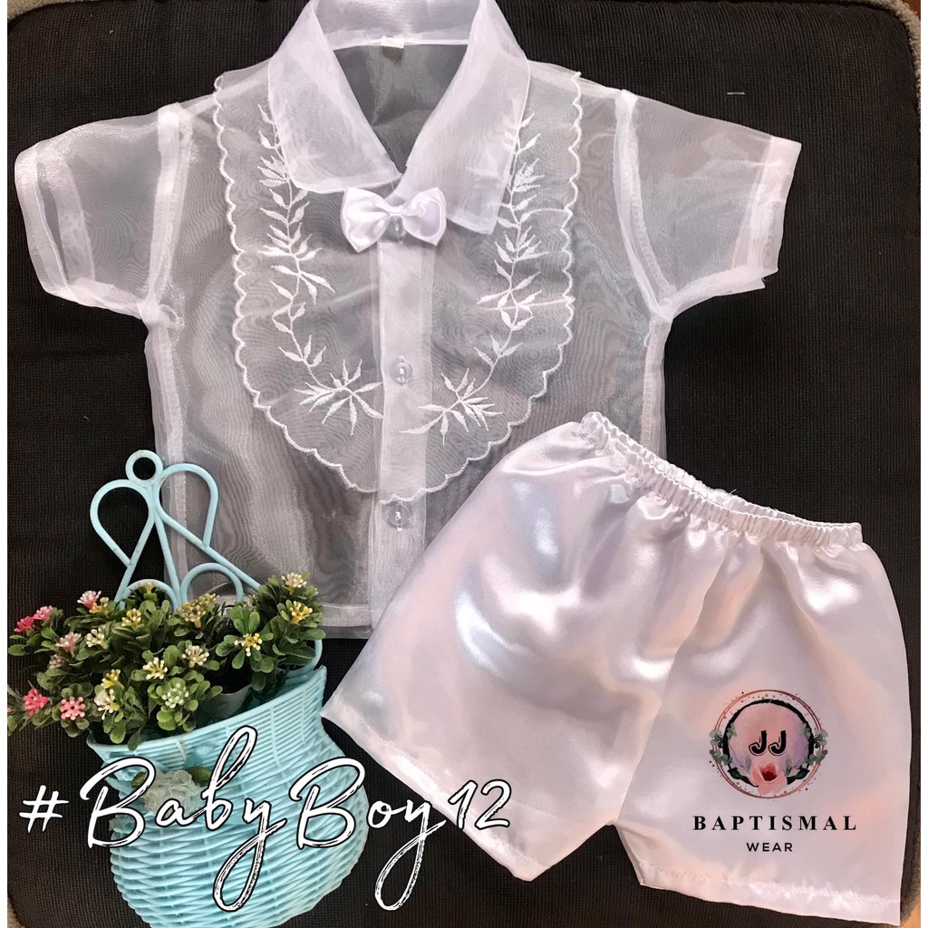 Christening Polo Barong Set for Baby Boy #BabyBoy12 WHITE | Shopee ...