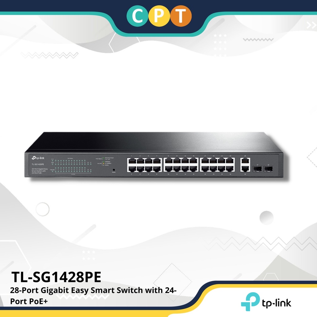 TP-Link TL-SG1428PE 28-Port Gigabit Easy Smart Switch with 24-Port PoE+ ...
