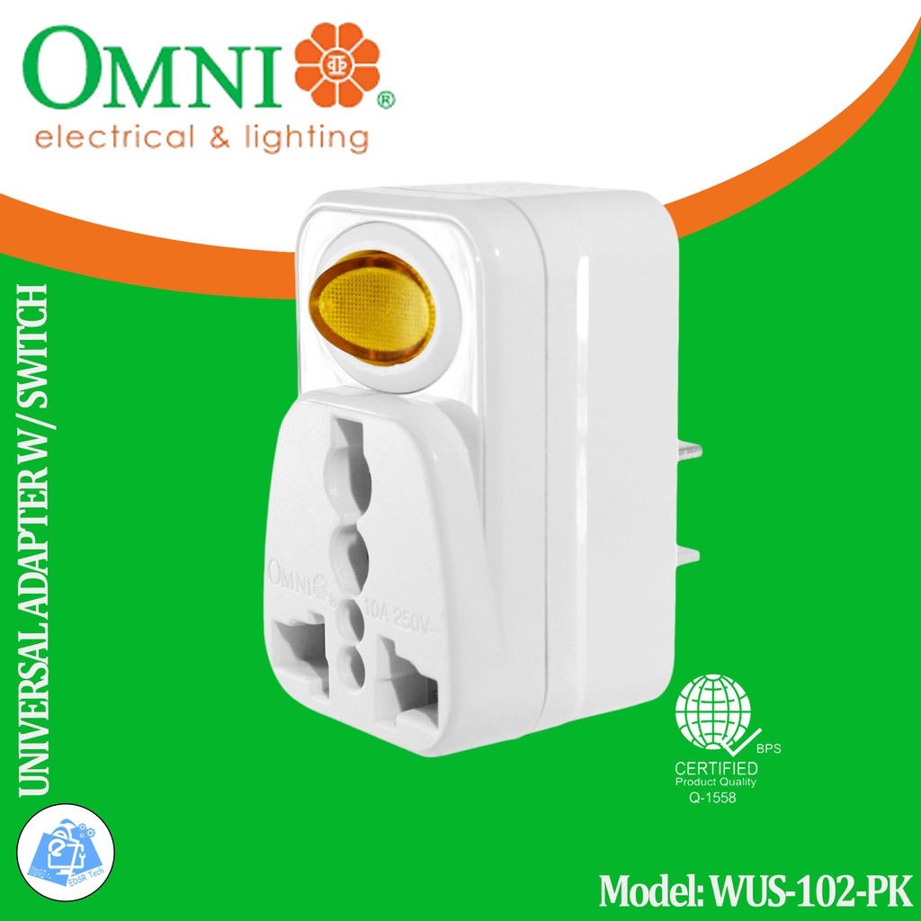 Omni WUS-102 Universal Adapter w/ Switch 10A 250V | Shopee Philippines