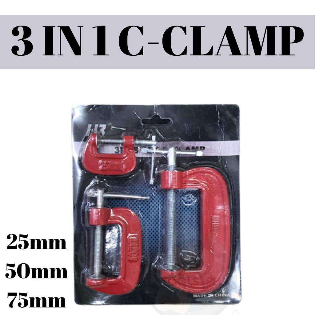 Rjdmsshop01 3 In 1 Mini C-Clamp Set 3 In 1 Clamp 25Mm 50Mm 75Mm ...