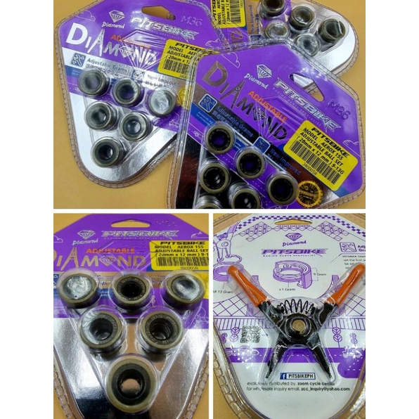 Pitsbike Diamond Adjustable Flyball AEROX NMAX Mio M3 Roller set 9g to ...