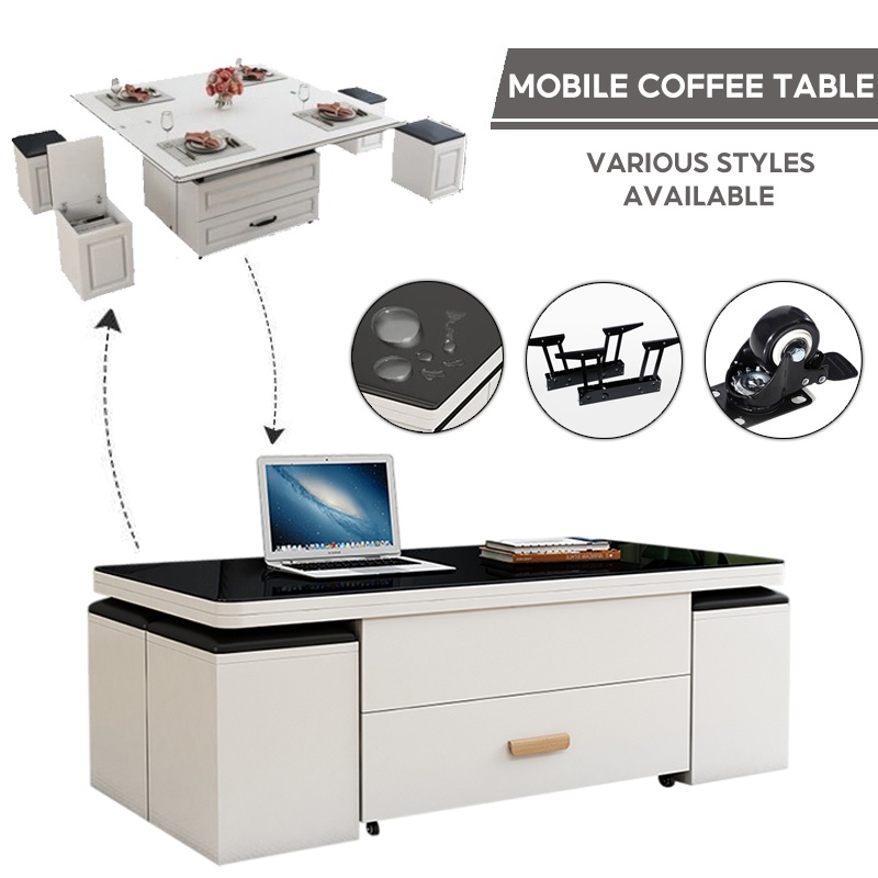 Foldable Dining Table Marble Table Top Small Apartment Home Retractable ...