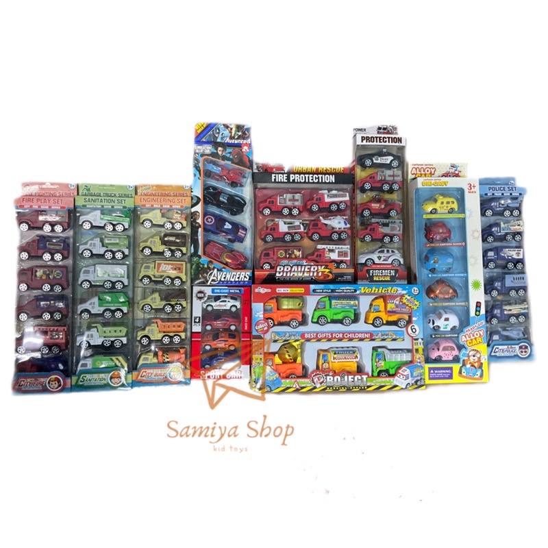 Toy Car Mini Fire Cartoon Police Engineering Vehicle Tiny | Shopee ...