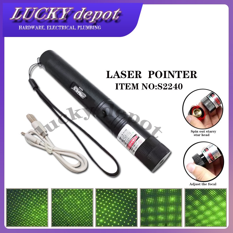 GREEN LASER POINTER W/ STAR CAP USB CHARGER S2240 (AMES) | Shopee ...