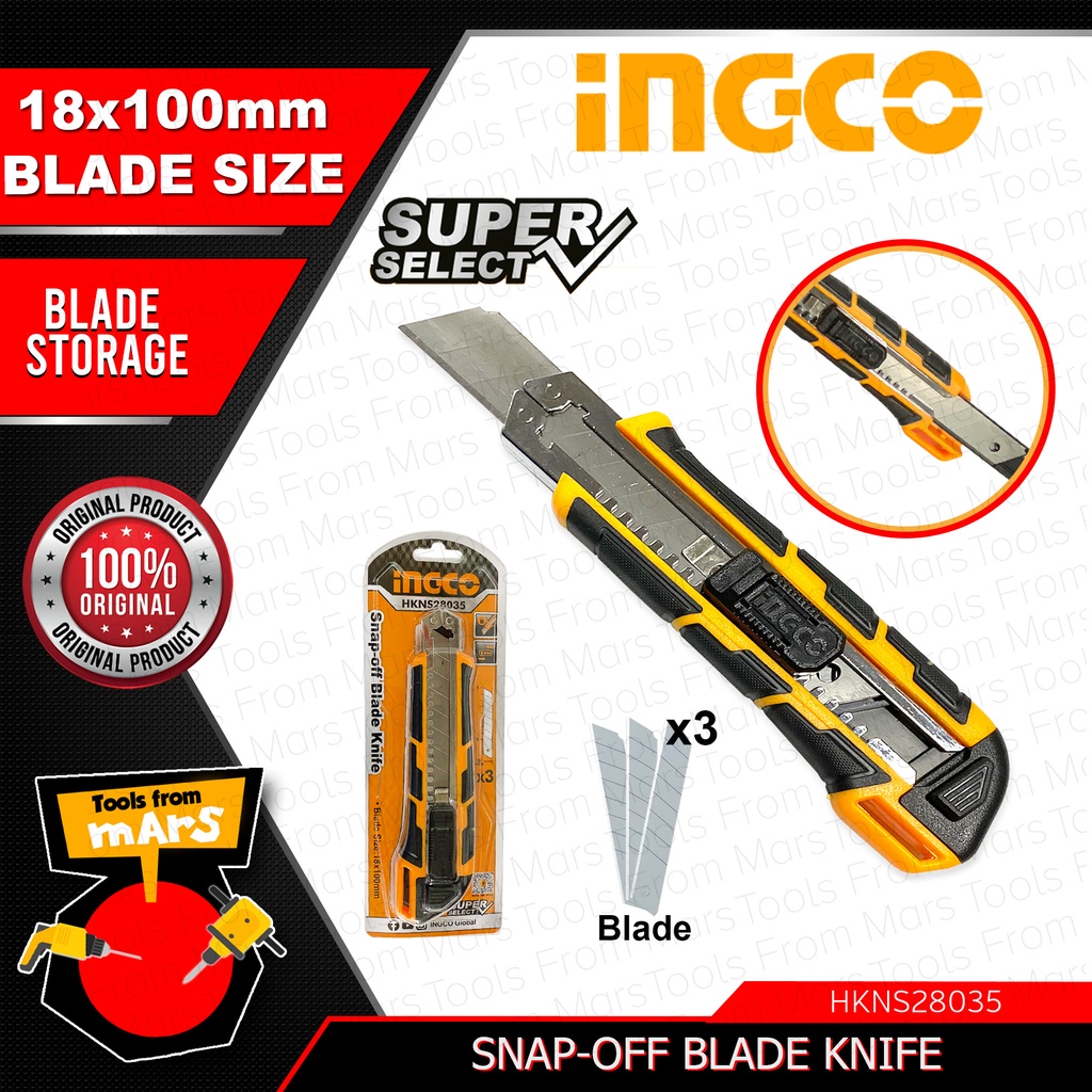Ingco Snap Off Cutter Blade Knife Heavy Duty Super Select 18 X 100mm