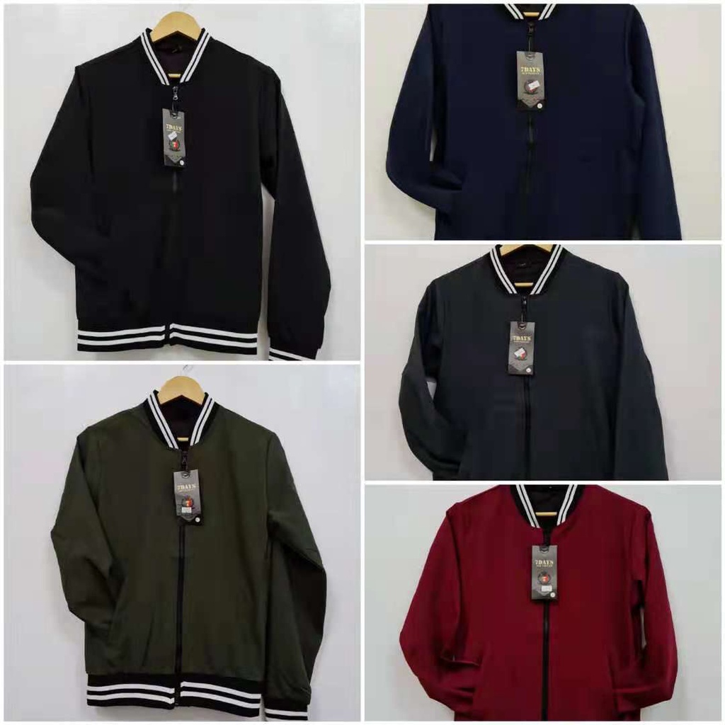 MEN'S SOLID ZIP BOMBER JACKET | Shopee Philippines