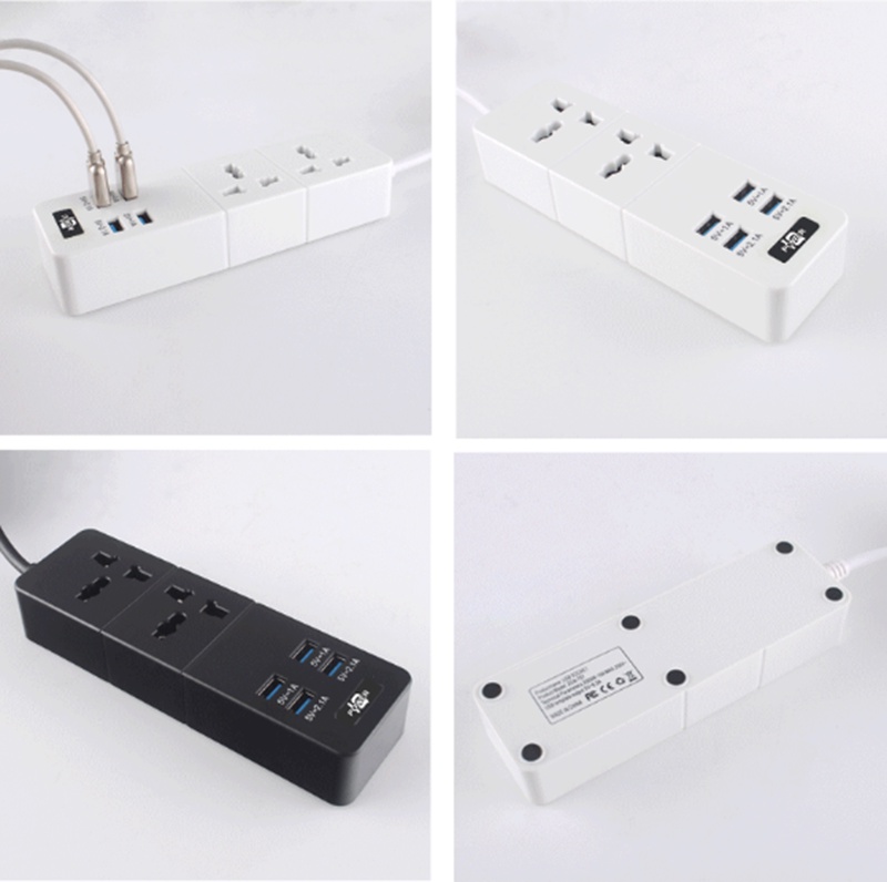 TB-T07 3.1A With 4 USB Port & 2 Socket Universal Power Extension US ...