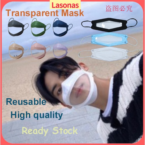Reusable KF94 Visible Face Mask with Clear Mouth Cover Transparent Lip ...