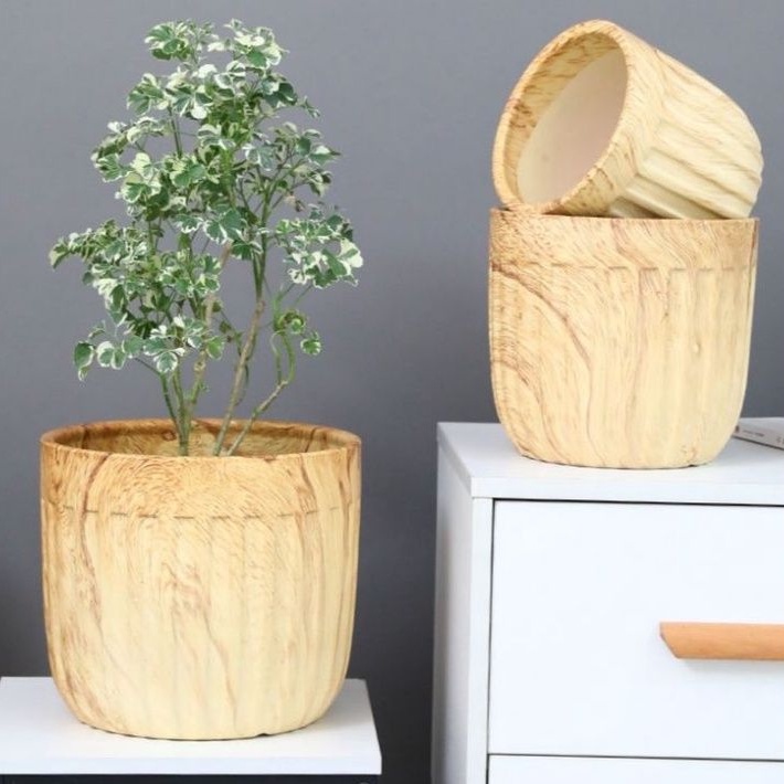 Wood Design Ceramic Flower Vase/ Pasu Seramik / Pasu Bunga / Pasu Pokok ...