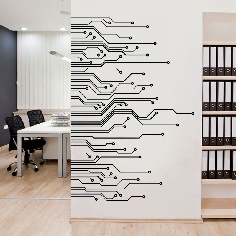 Studio Decoration Wall Stickers Circuit Board Decals Technology Vinyl ...