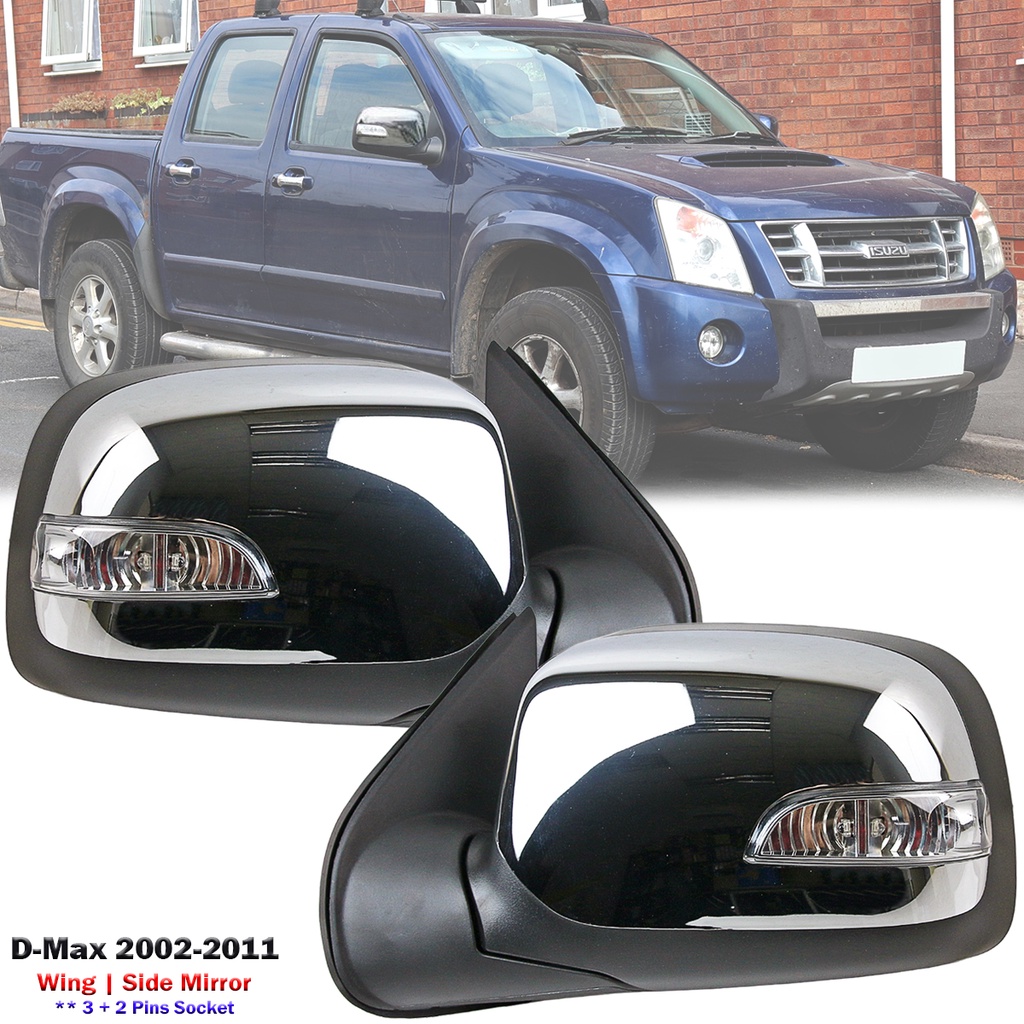 Chrome Side Mirror w/ LED 5 Pins For Isuzu D-Max Dmax 2002-2011 ...