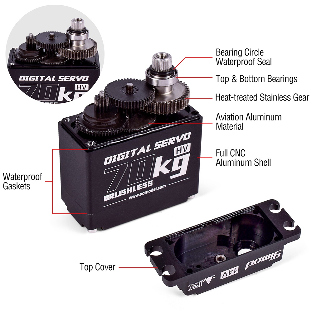 9imod Digital Servo Motor 50kg 60kg 70kg Metal Gear 14V Waterproof ...