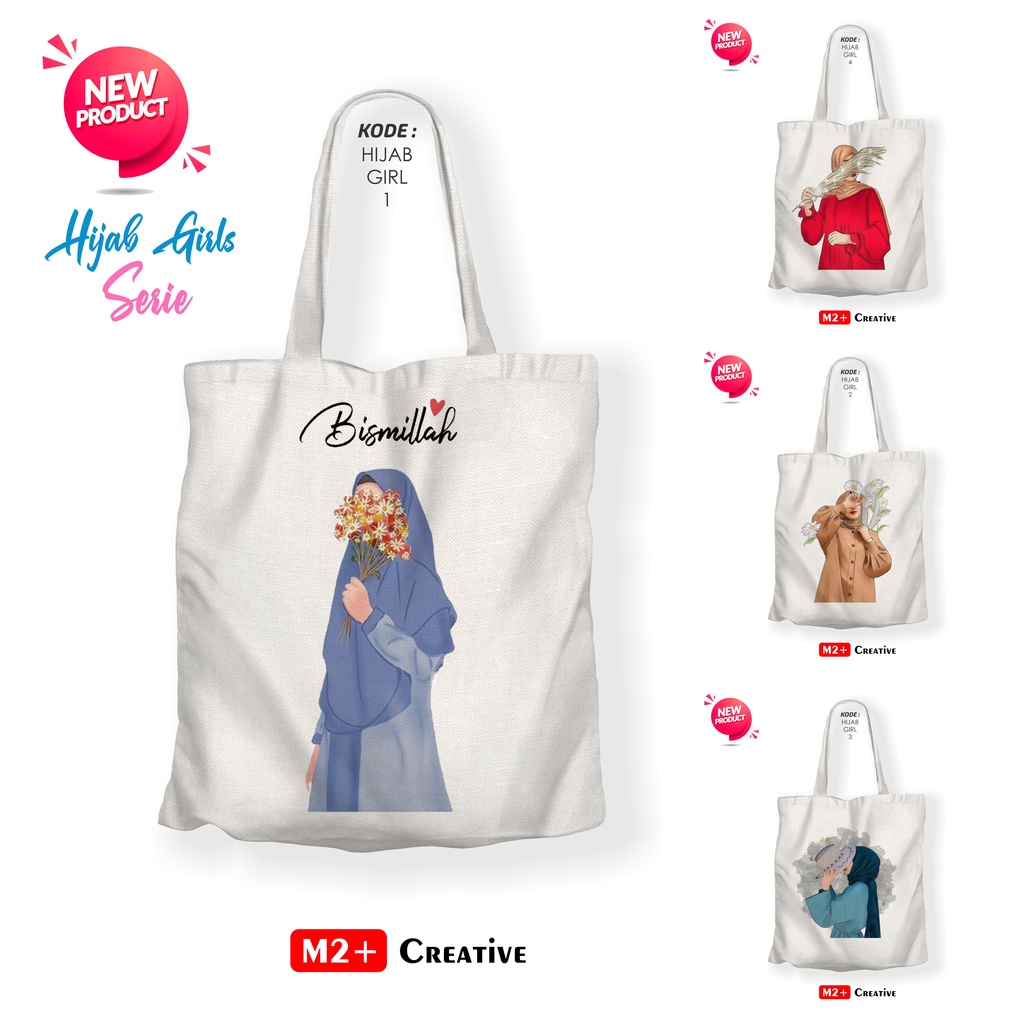 Muslim women's premium hijab tote bag canvas series 1-4 original m2+ Creative | Shopee Philippines
