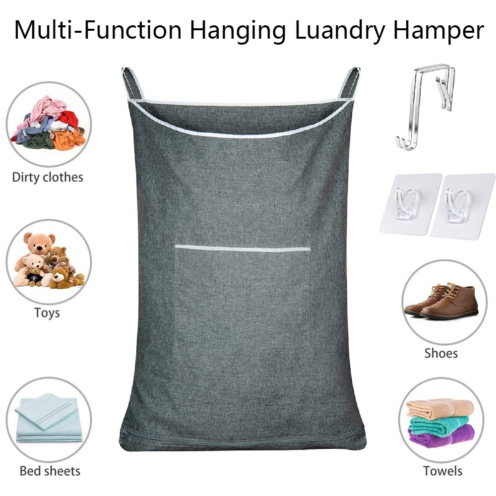 Hanging Laundry Hamper Bag and Door Laundry Bag, Space Saving Clothes ...