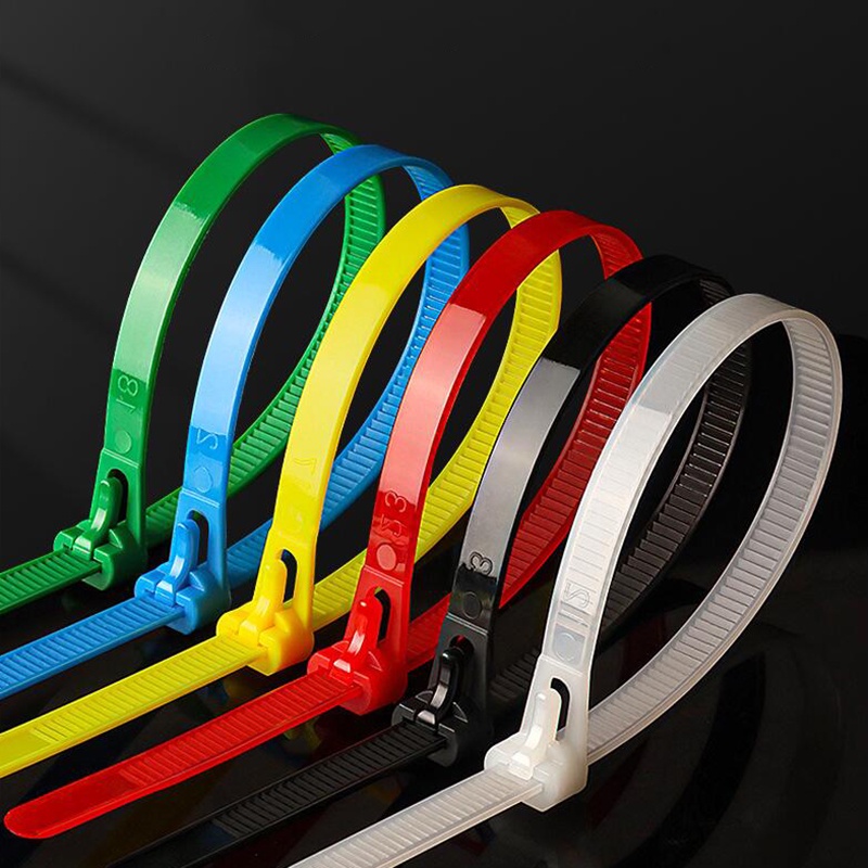 100Pcs/Pack Releasable Hook Reusable Nylon Cable Tie Organizer5*200 (mm ...