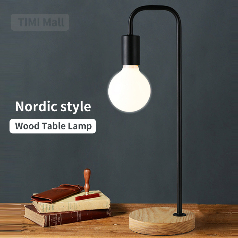 KONG Nordic Study Lamp Desk Lamp Solid Wood Base Table Lamp Led ...
