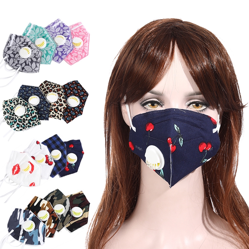New KN95 Mask with Valve Washable 5 Layers Printed Camouflage ...