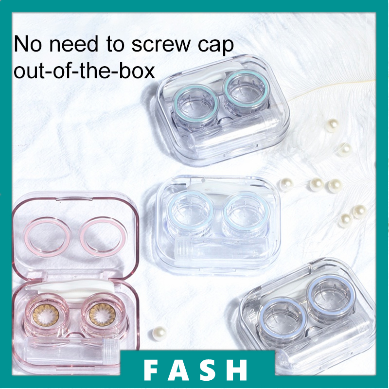 Contact Lens Case Transparent No Screw Cap Cute Portable Convenient ...