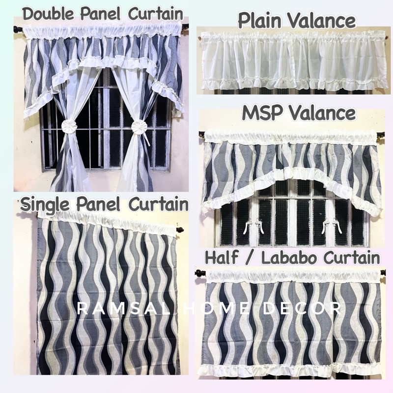 Browley Gray Curtain Set ( Lababo Curtain, Valance, Single and Double ...