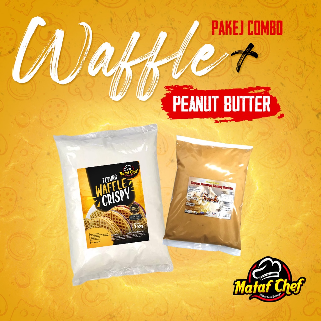 COMBO Tepung Waffle Crispy 1kg +Peanut Butter 1kg (JIMAT+) | Shopee ...