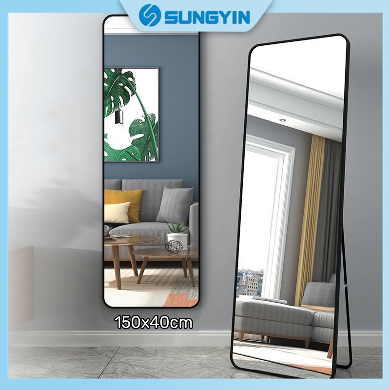 全身镜 Curved Stand Full Length Mirror Full Body Cermin Tinggi Besar ...