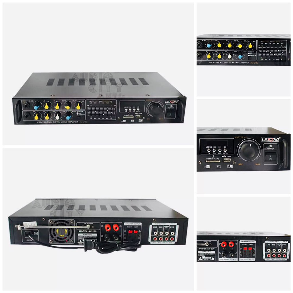 Lexing AV-230 Stereo Mixing Power Amplifier with Equalizer (Black ...